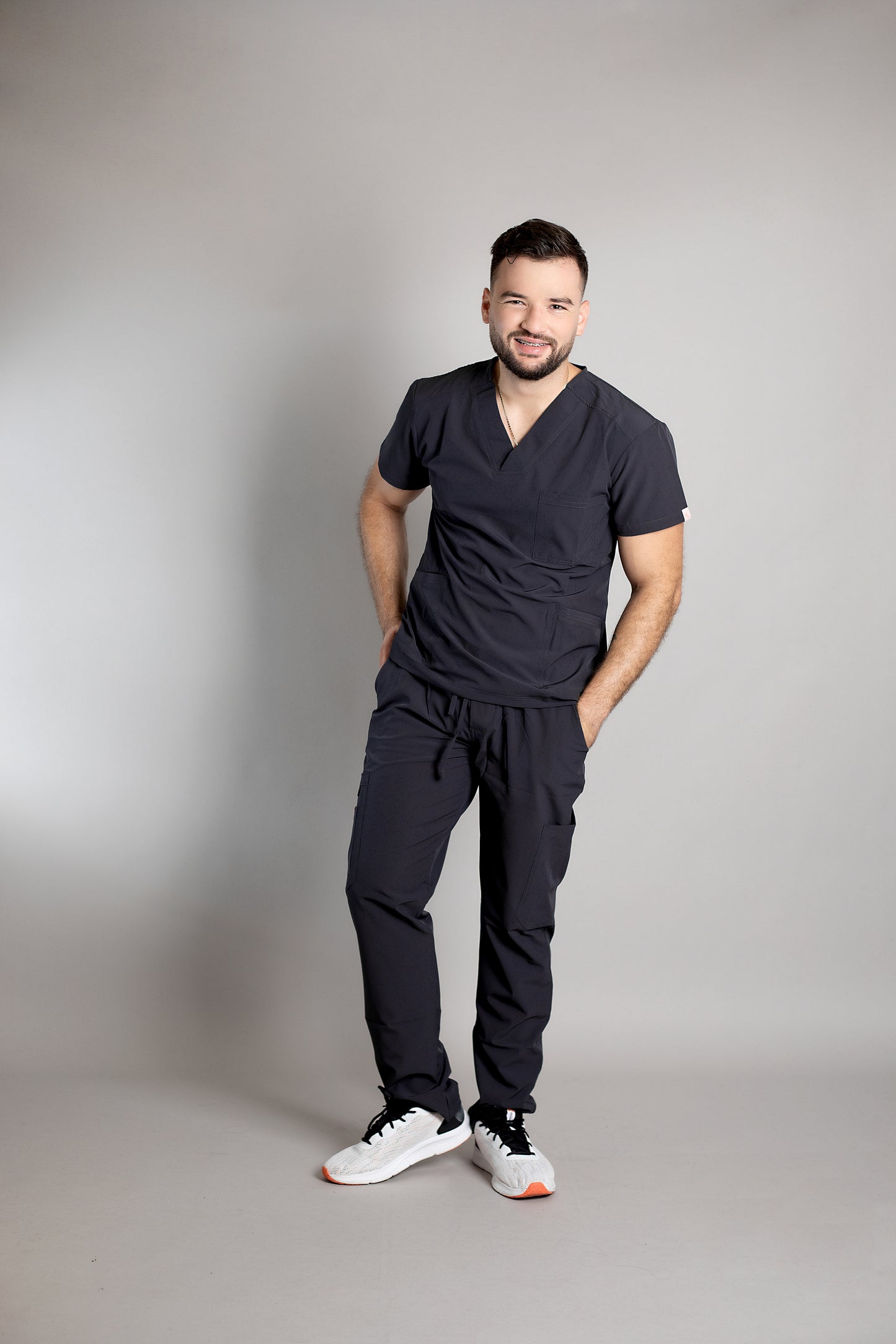 Scrub FANCY Gris Oxford – MEDIK UNIFORMS